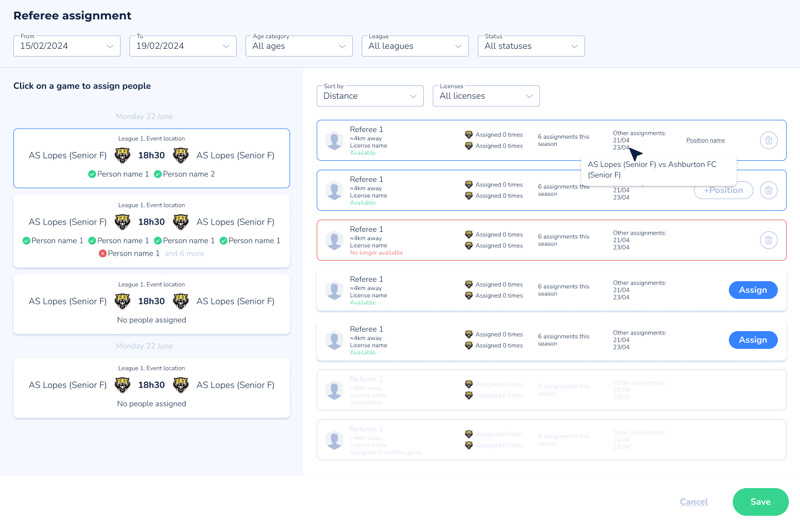 Referee Management Software